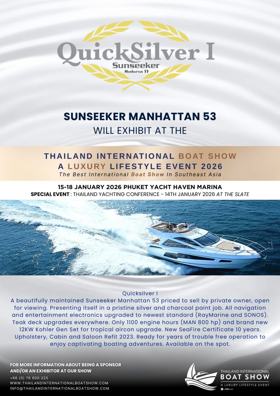 Sunseeker Manhattan 53 Will Exhibit at the Thailand International Boat ...